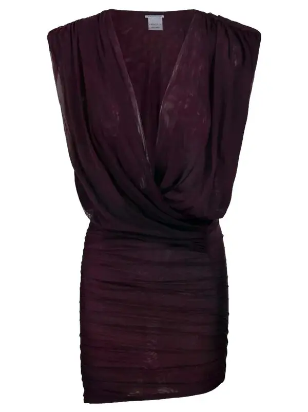 AMAZUIN Candice V-neck Draped Mini Dress - Red