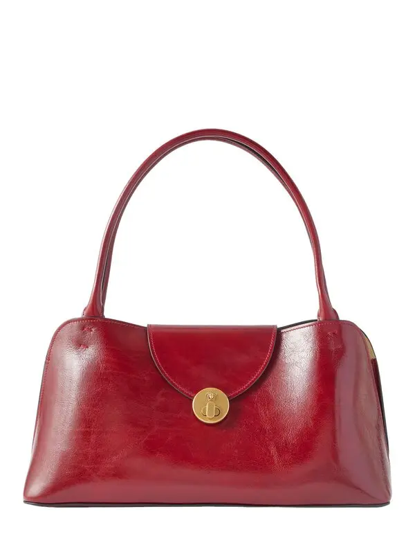 Versace Vivian Medium Glossed-leather Shoulder Bag - Red