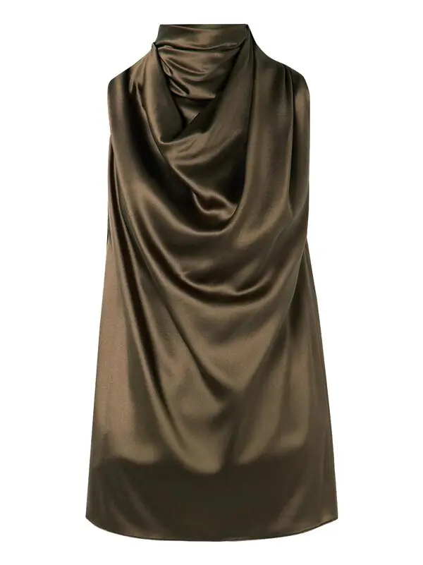 Altuzarra Sleary Draped Silk-satin Top - Green