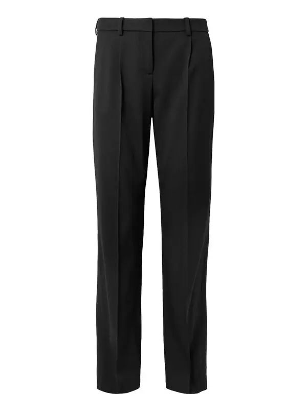 Balenciaga Pleated Stretch-wool Straight-leg Pants - Black
