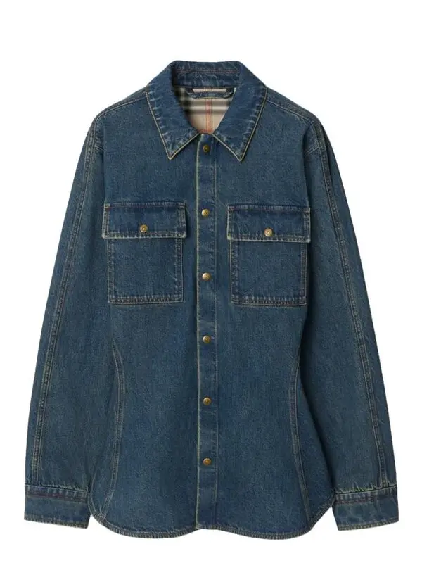 Burberry Fit-and-flare Denim Shirt - Mid Blue
