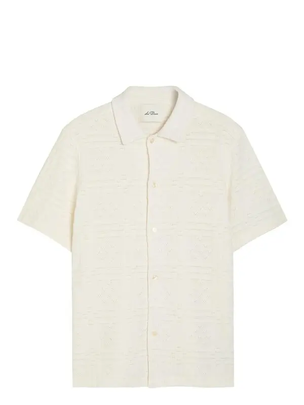 LES DEUX Hector Pointelle Knit Shirt - Ecru