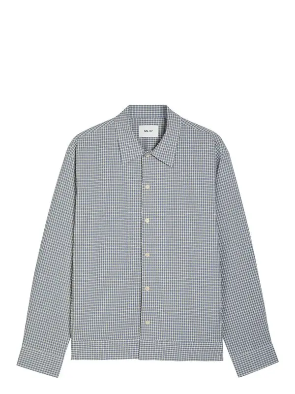 Nn07 Reed Checked Stretch-cotton Overshirt - Blue