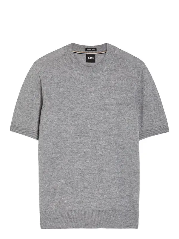 BOSS Fine-knit Wool T-shirt - Light Grey