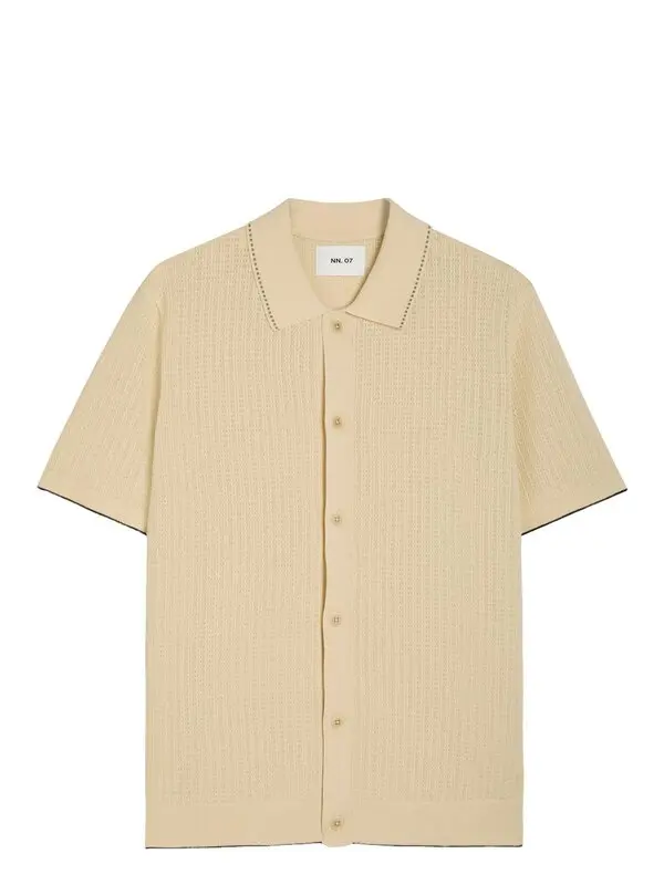 Nn07 Nalo Textured-knit Cotton Shirt - Beige