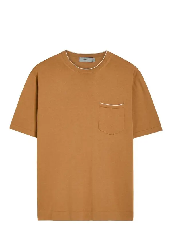 Canali Cotton And Silk-blend T-shirt - Camel