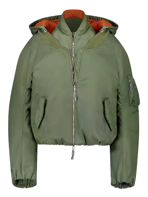 SRVC STUDIO Hooded Bomber Jacket - Green