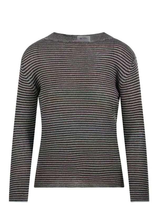 BEYOU Striped Sweater - Brown