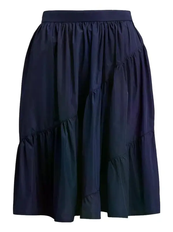 Ralph Lauren Diagonal-seam Shirred Midi Skirt - Blue