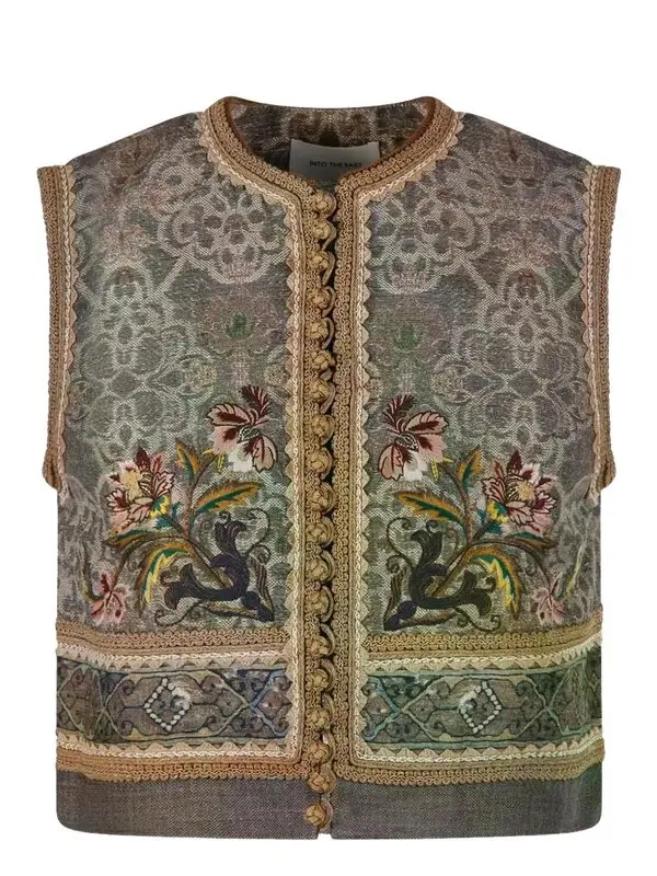 INTO THE EAST Embroidered Gilet - Brown