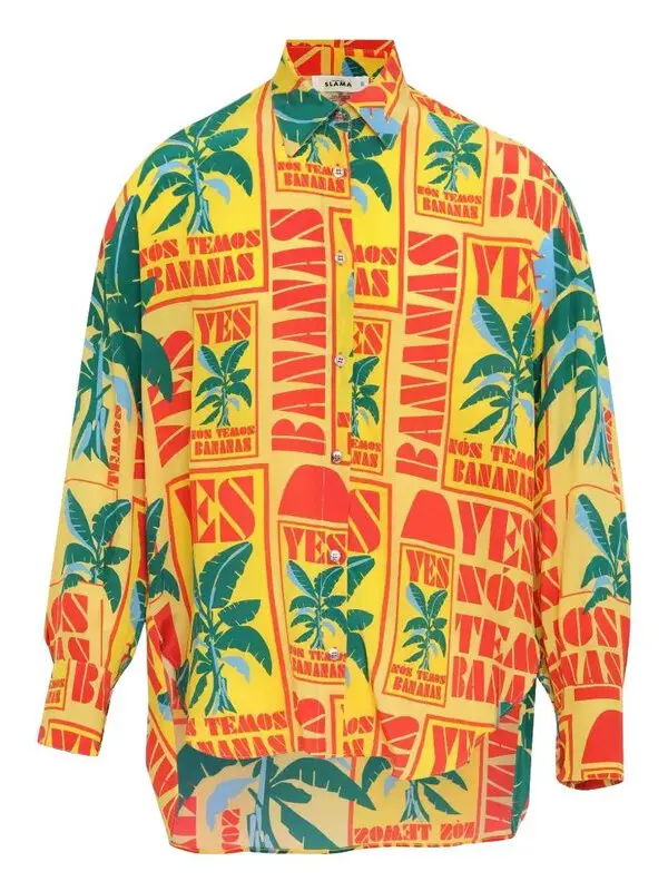AMIR SLAMA Palm-print Shirt - Yellow