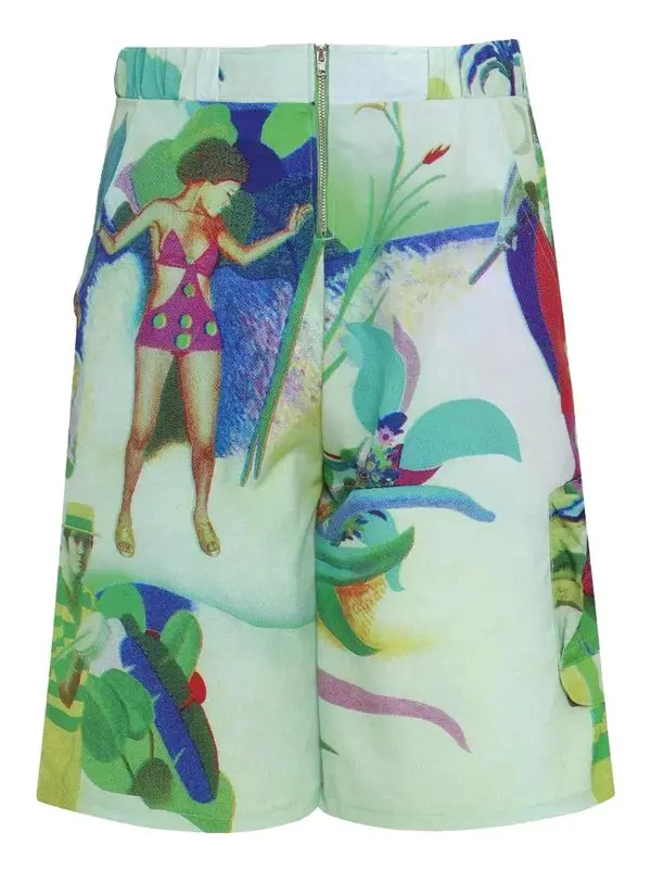 AMIR SLAMA Printed Cargo Shorts - Green