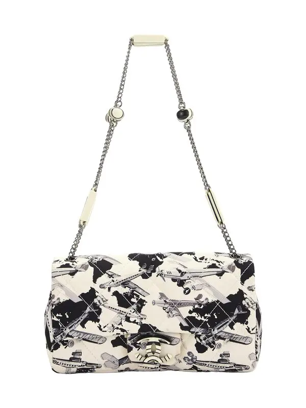 Chanel Airplane Printed Flap Bag - White