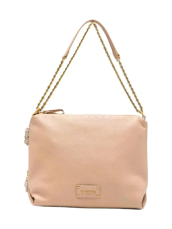 LA CARRIE Studs-embellished Shoulder Bag - Neutrals