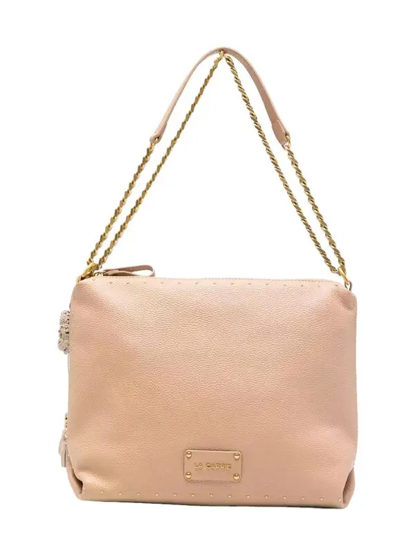 LA CARRIE Studs-embellished Shoulder Bag - Neutrals