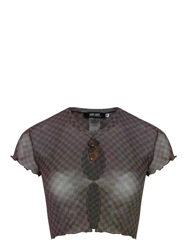 AMIR SLAMA X Jade Picon Cut-out Cropped T-shirt - Brown