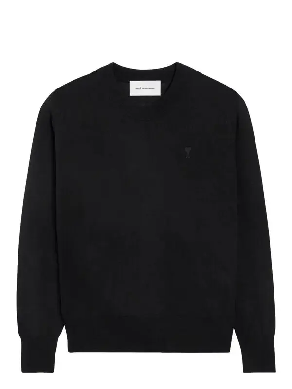 Ami Crew-neck Logo Sweater - Black