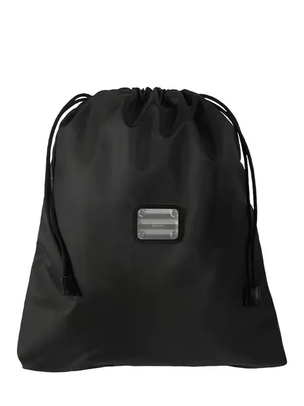 FPM MILANO Logo Plaque Drawstring Bag - Black