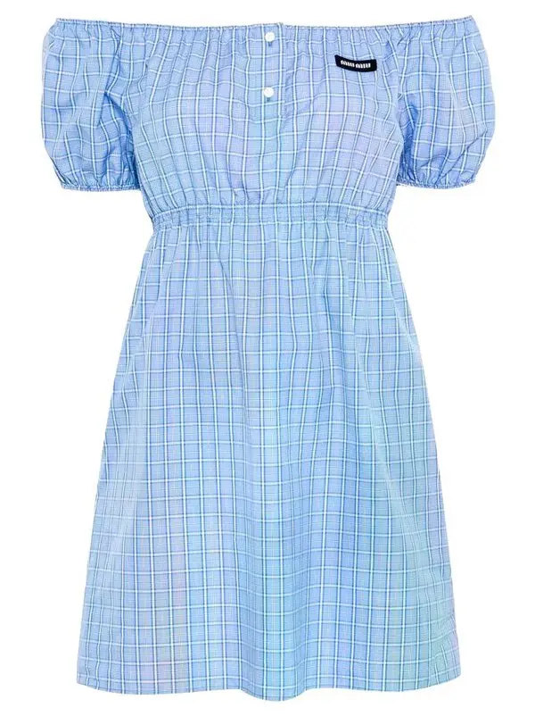 Miu Miu Plaid Mini Dress - Blue