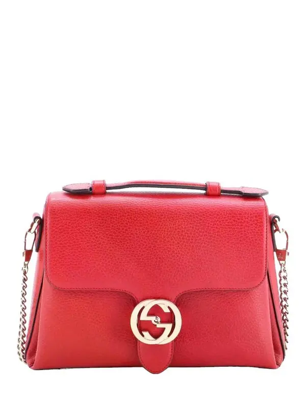 Gucci Interlocking Top Handle Shoulder Bag - Red