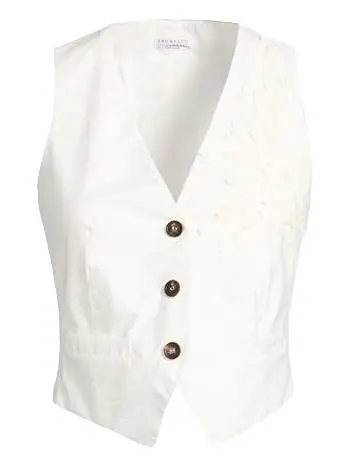 Brunello Cucinelli Tailored Vest In Cotton And Polyamide - White