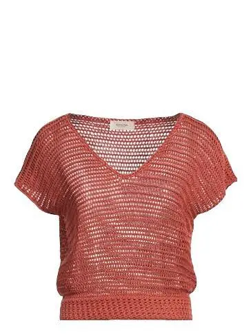 Agnona Silk And Cotton Open-knit Sweater - Brick