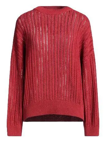 Brunello Cucinelli Open-knit Cotton Crewneck Sweater - Red