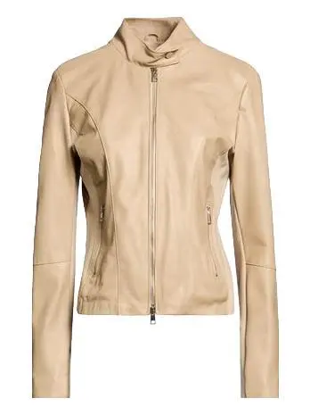 STREET LEATHERS Leather Biker Jacket - Beige