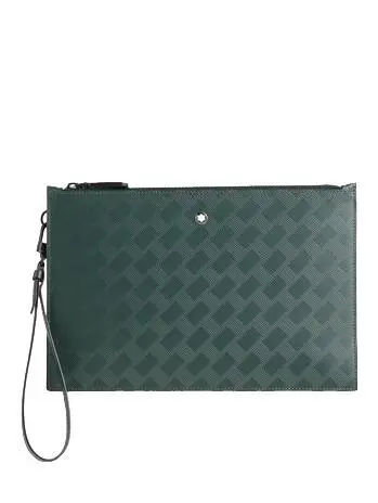 Montblanc Textured-leather Clutch With Wristlet Strap - Green