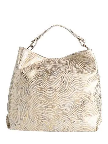 LAURA DI MAGGIO Zebra-print Metallic Suede Shopper Bag - Gold
