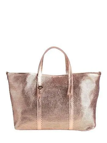 LAURA DI MAGGIO Perforated Leather Tote With Detachable Shoulder Strap - Rose Gold