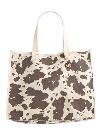 LAURA DI MAGGIO Leather Animal Print Shopper Bag - Beige