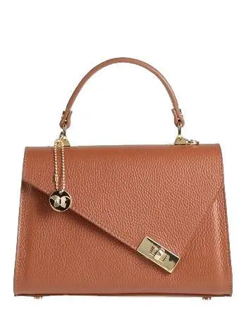 LAURA DI MAGGIO Pebbled-leather Flap Bag - Brown