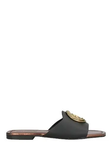 Just Cavalli Leather Slide Sandals - Black