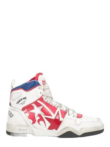 Dsquared2 High-top Sneakers In Calfskin And Textile Fibers - White