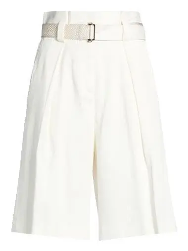 Agnona Woven High-waisted Bermuda Shorts - White