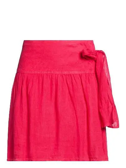 120% Lino Coral Linen Mini Wrap Skirt - Red