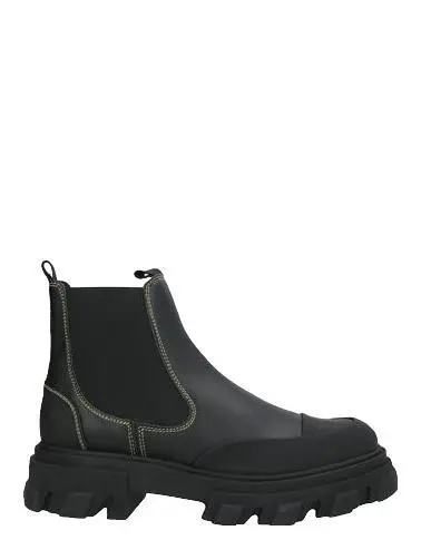 GANNI Leather Ankle Boots - Black