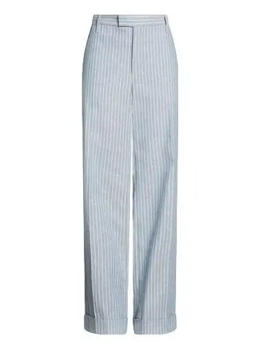 Brunello Cucinelli Wide-leg Striped Twill Pants - Blue