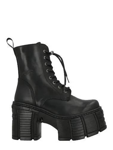 NEW ROCK Leather Ankle Boots - Black