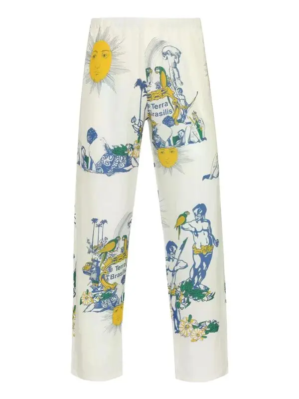 AMIR SLAMA Printed Straight Trousers - White
