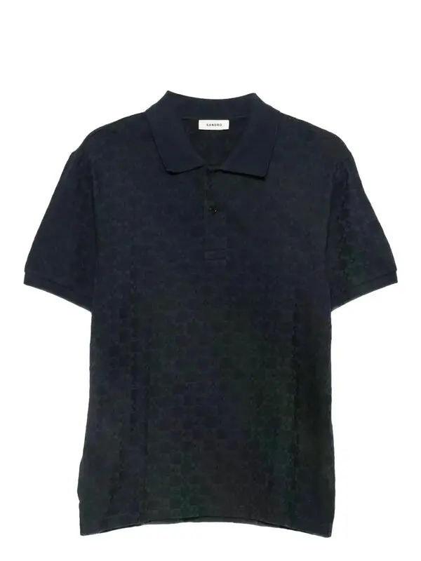 Sandro Square-pattern Polo Shirt - Blue