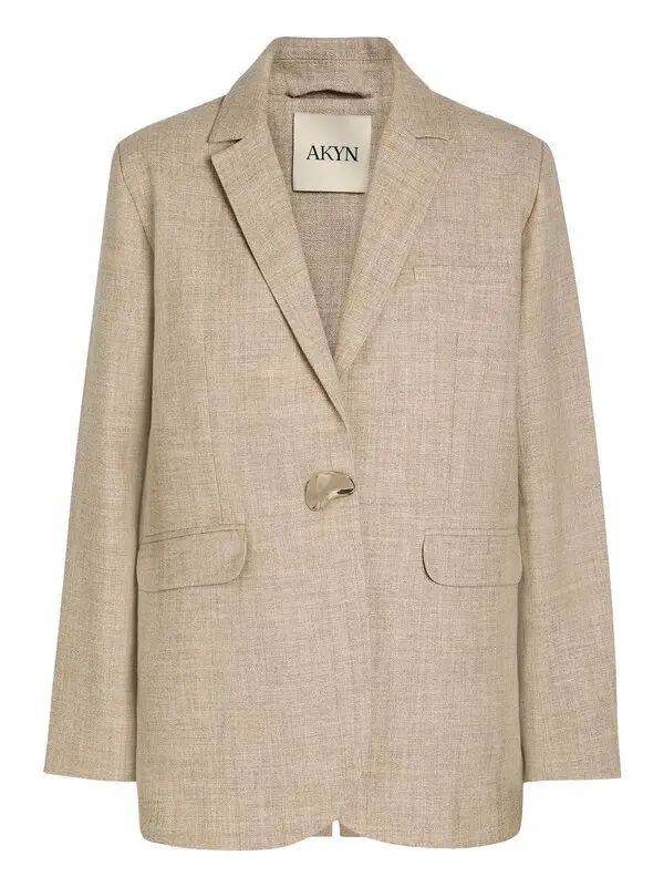 AKYN Linen And Wool-blend Blazer - Grey