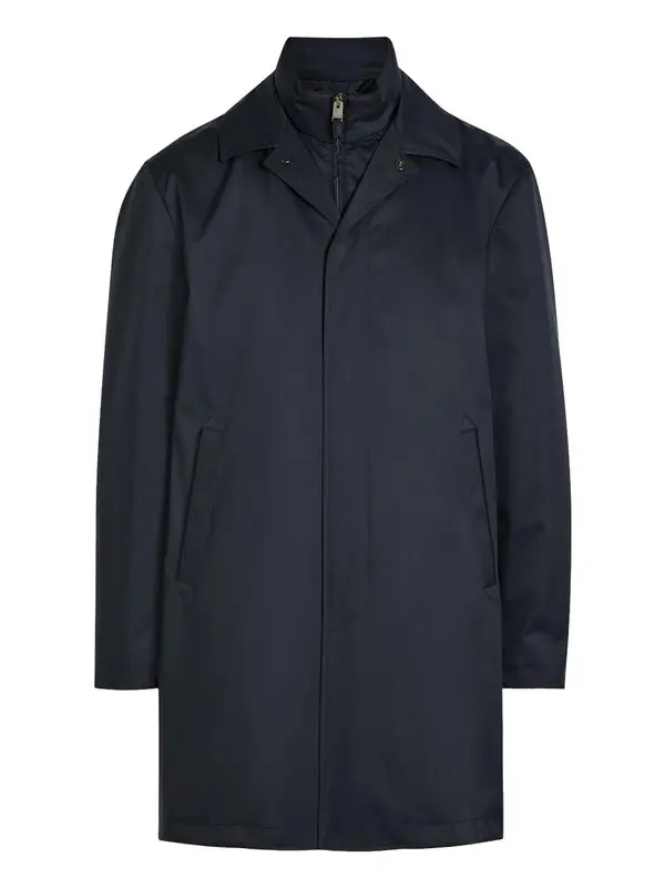 Canali Layered Woven Coat - Navy