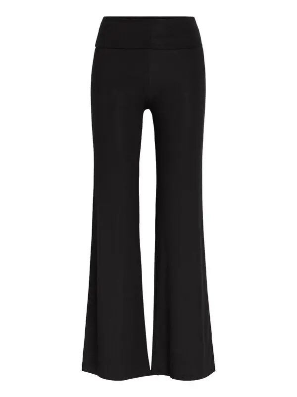 TALA Fold-over Flared-leg Stretch-modal Trousers - Black