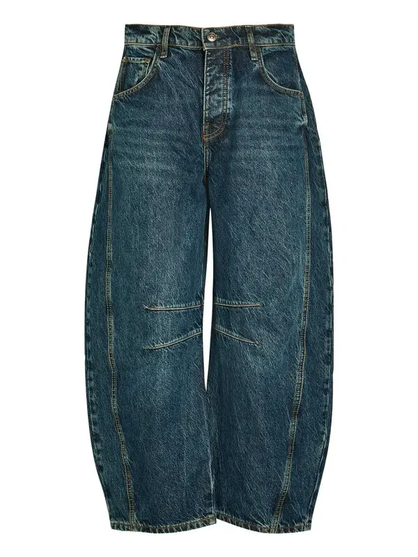 Free People Good Luck Barrel-leg Jeans - Dark Blue