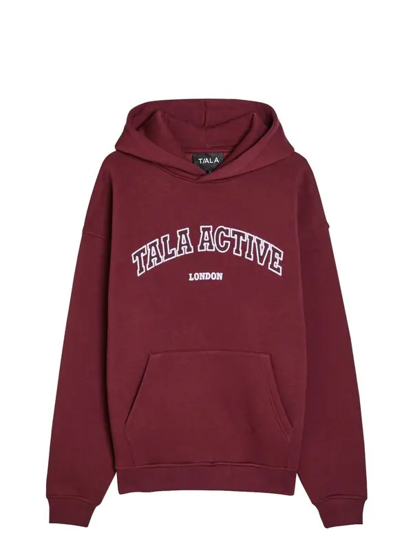 TALA Logo-embroidered Hooded Cotton-blend Sweatshirt - Dark Red