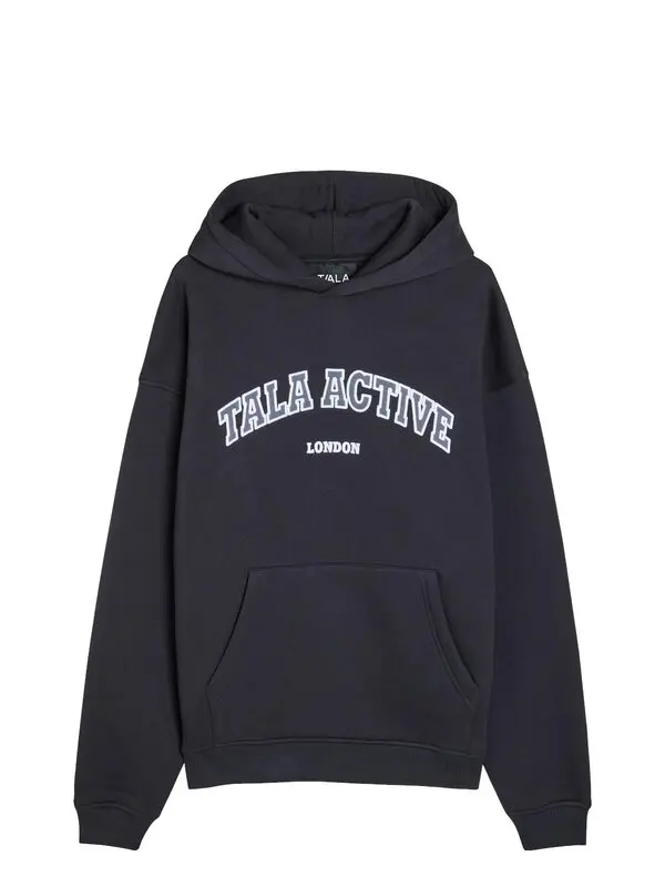 TALA Logo-embroidered Hooded Cotton-blend Sweatshirt - Navy