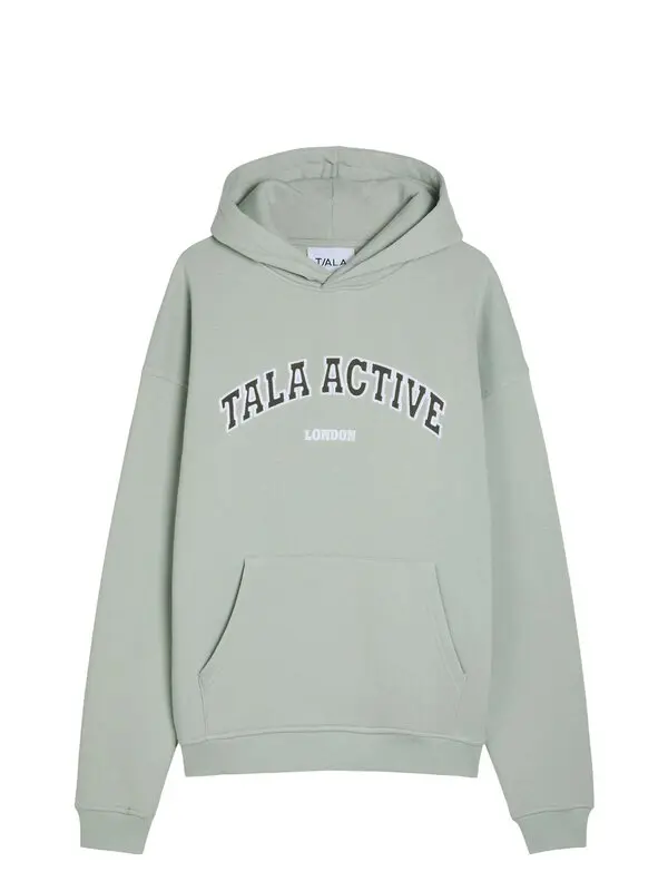 TALA Logo-embroidered Hooded Cotton-blend Sweatshirt - Sage