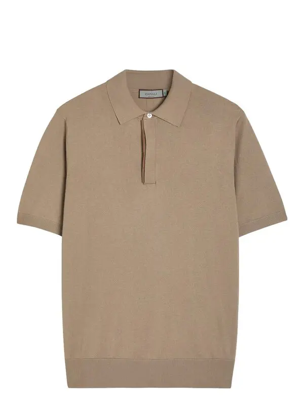 Canali Knit Polo Shirt - Stone